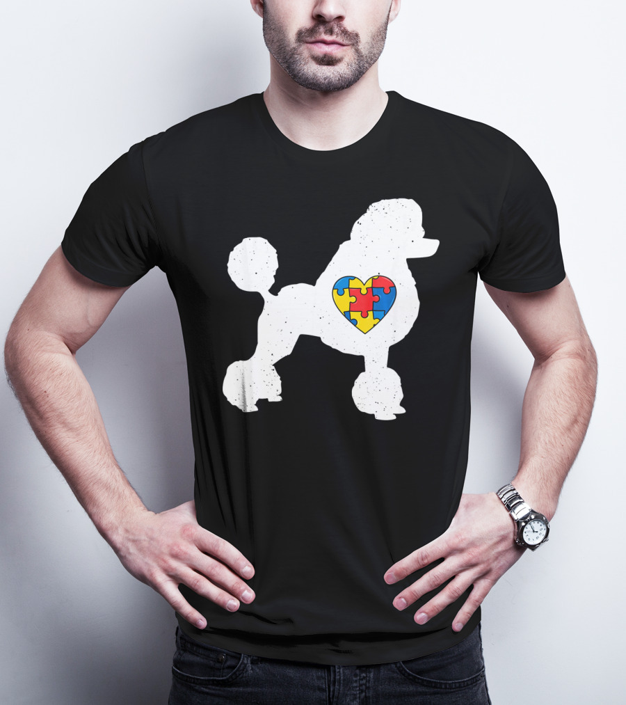 Poodle With Puzzle Heart Autism Awareness Day T-Shirt