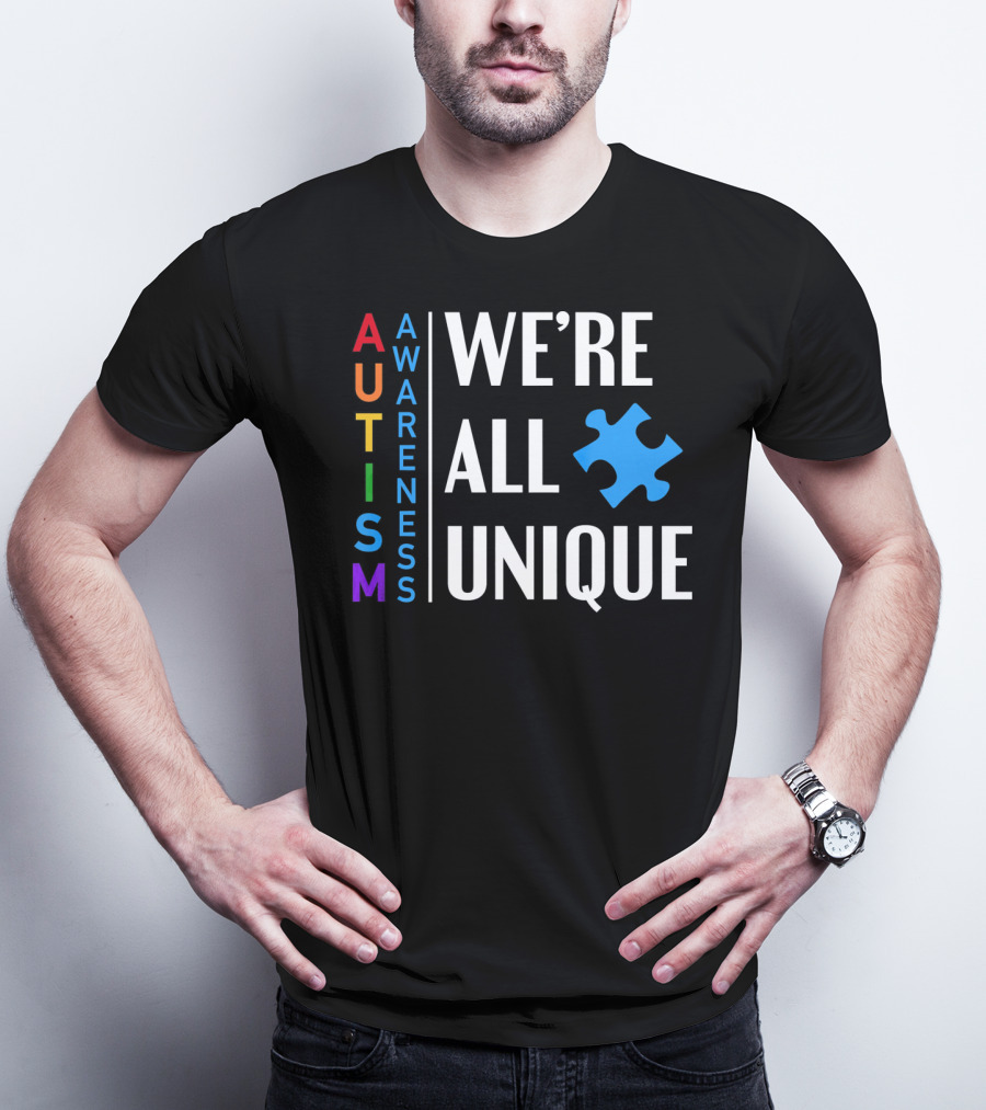 Autism Awareness We're All Unique Puzzle Piece T-Shirt