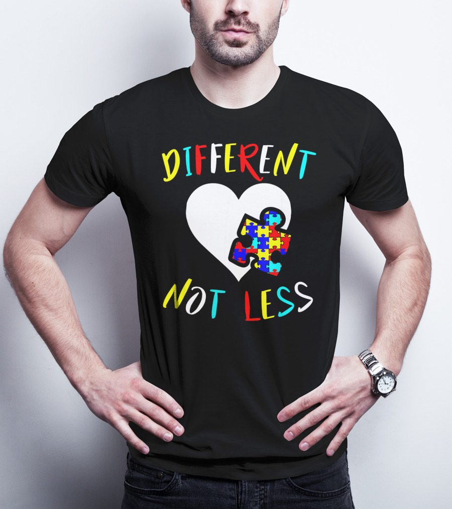 Different Not Less Autism Awareness Puzzle Heart T-Shirt