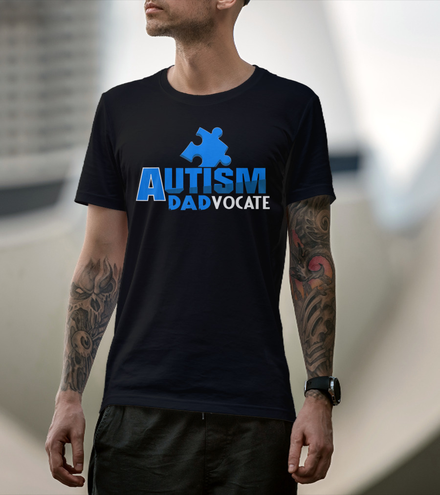 Autism Awareness Puzzle Piece Autism Dadvocate T-Shirt