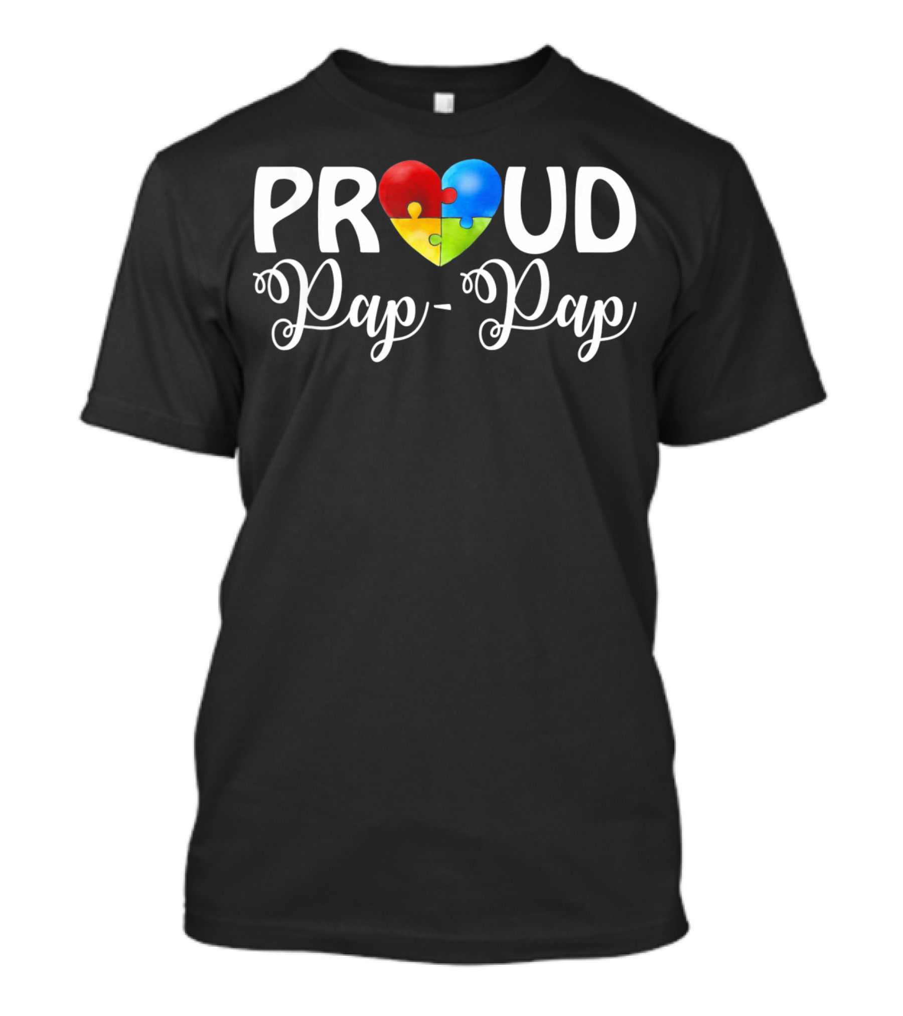 Proud Pap Pap Puzzle Heart Autism T-Shirt