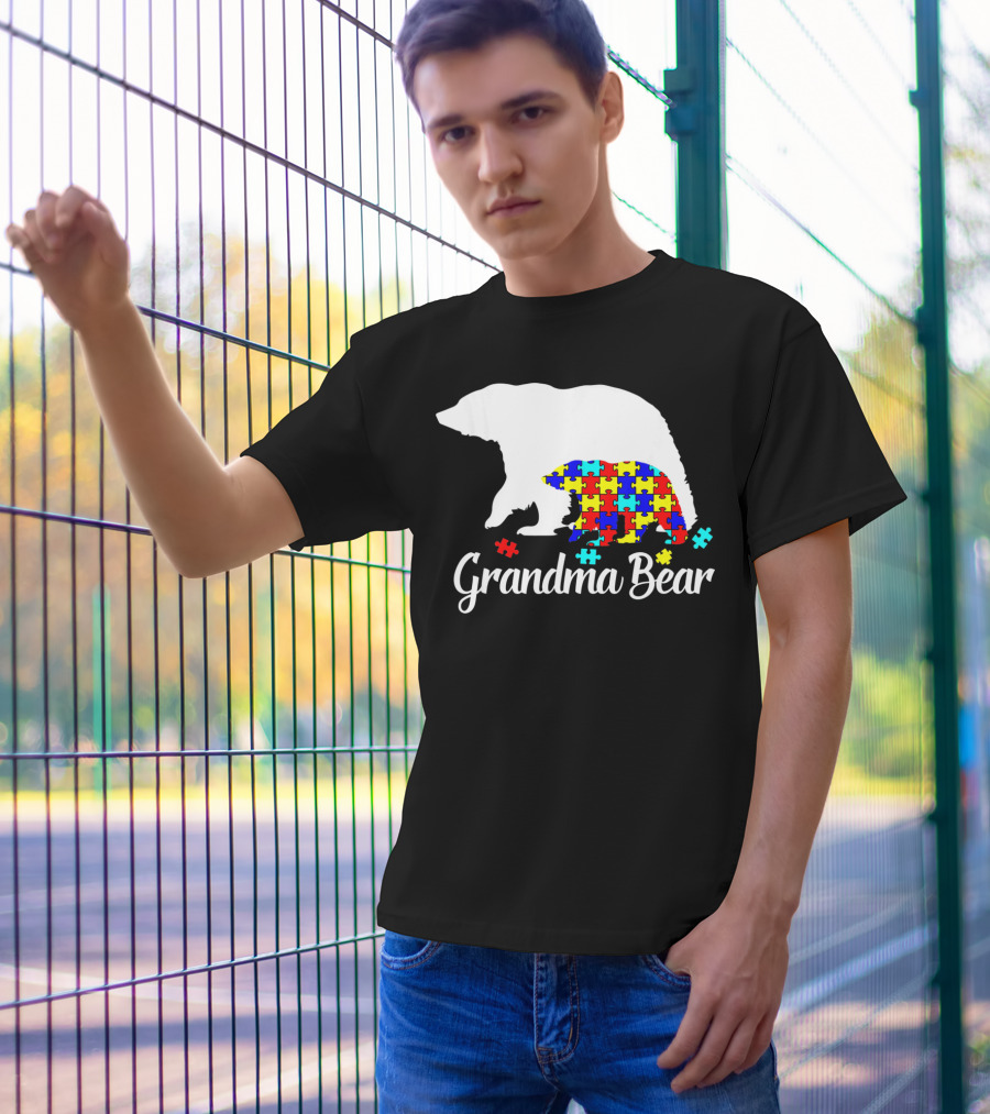 Grandma Bear Puzzle Autism Awareness Iconic T-Shirt