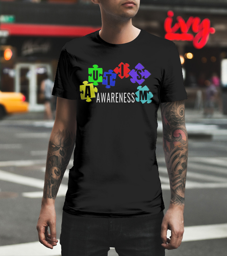 Autism Awareness Colorful Puzzle Pieces T-Shirt