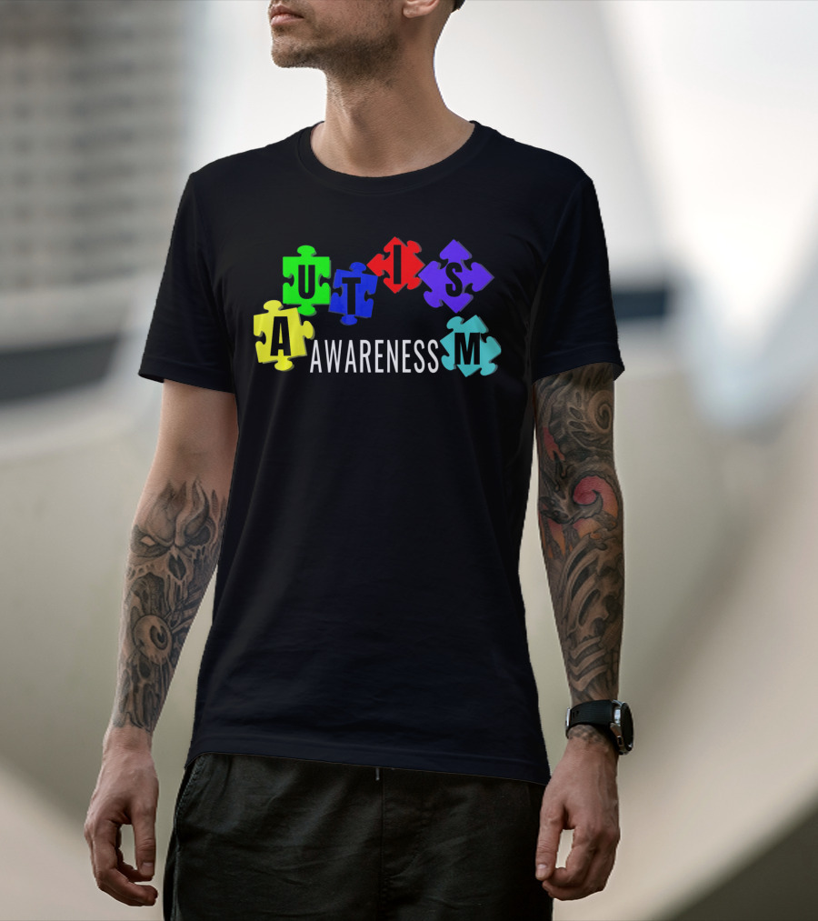 Autism Awareness Colorful Puzzle Pieces T-Shirt