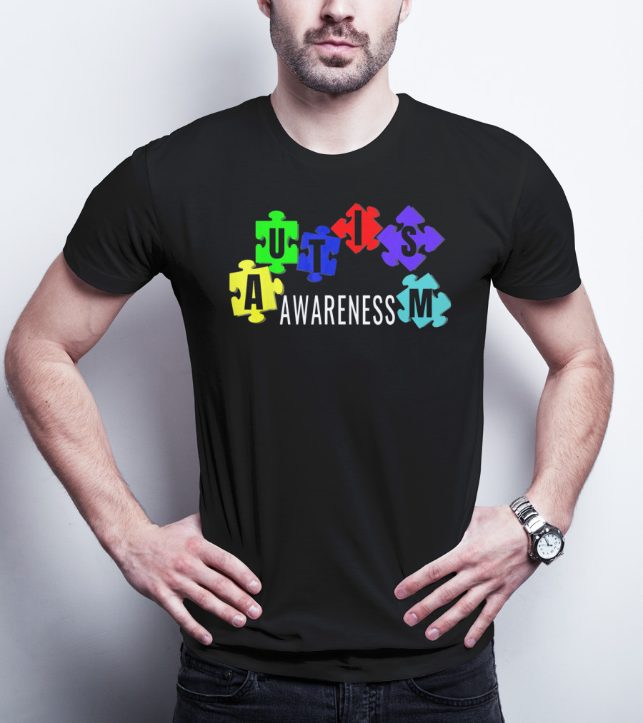 Autism Awareness Colorful Puzzle Pieces T-Shirt