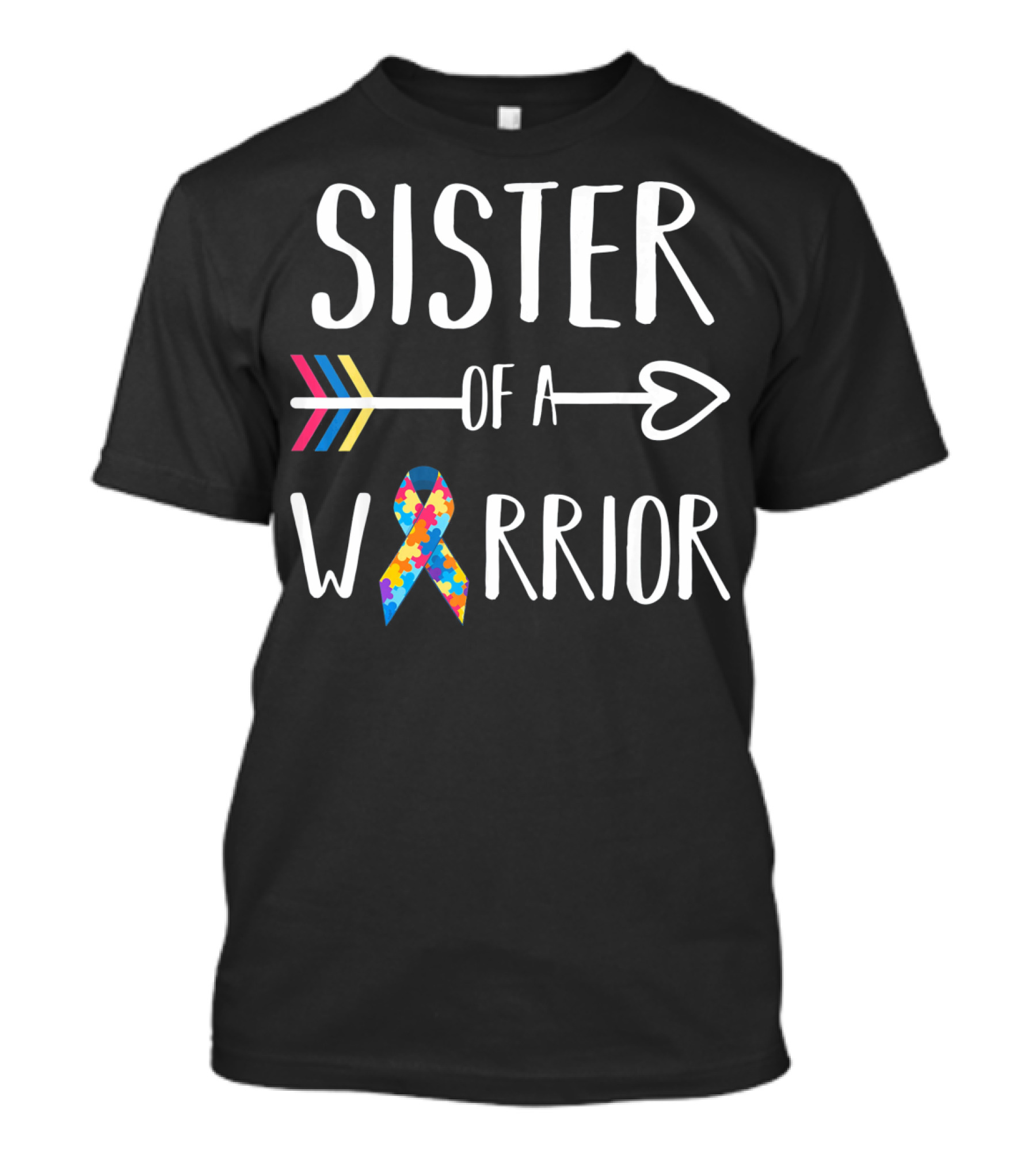 Sister Of A Warrior Autism Awareness Arrow And Puzzle T-Shirt