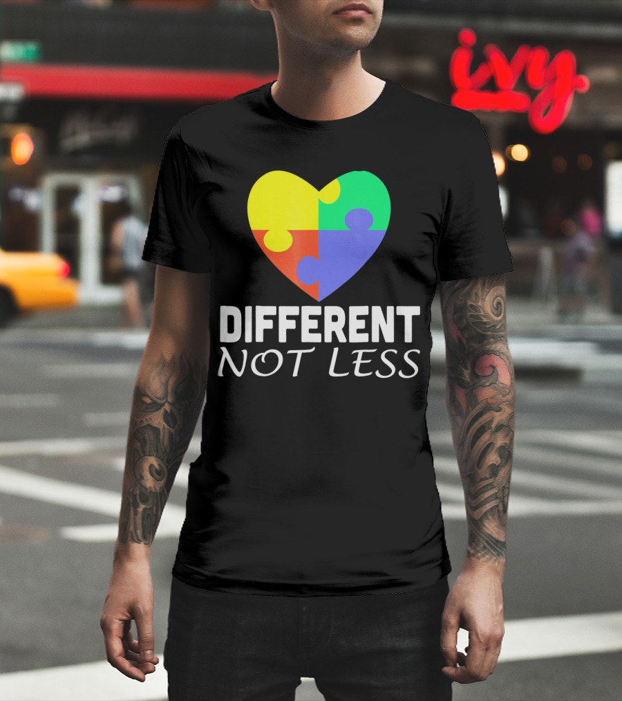 Different Not Less Autism Puzzle Piece Awareness T-Shirt