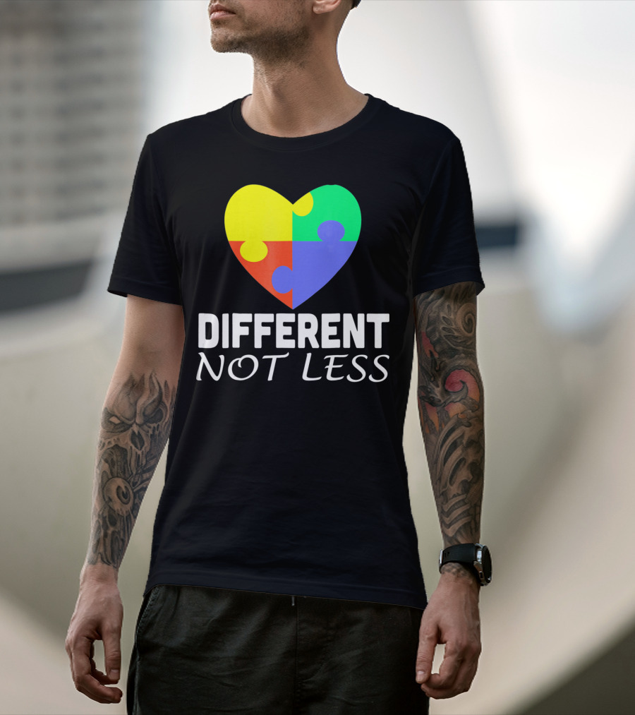 Different Not Less Autism Puzzle Piece Awareness T-Shirt