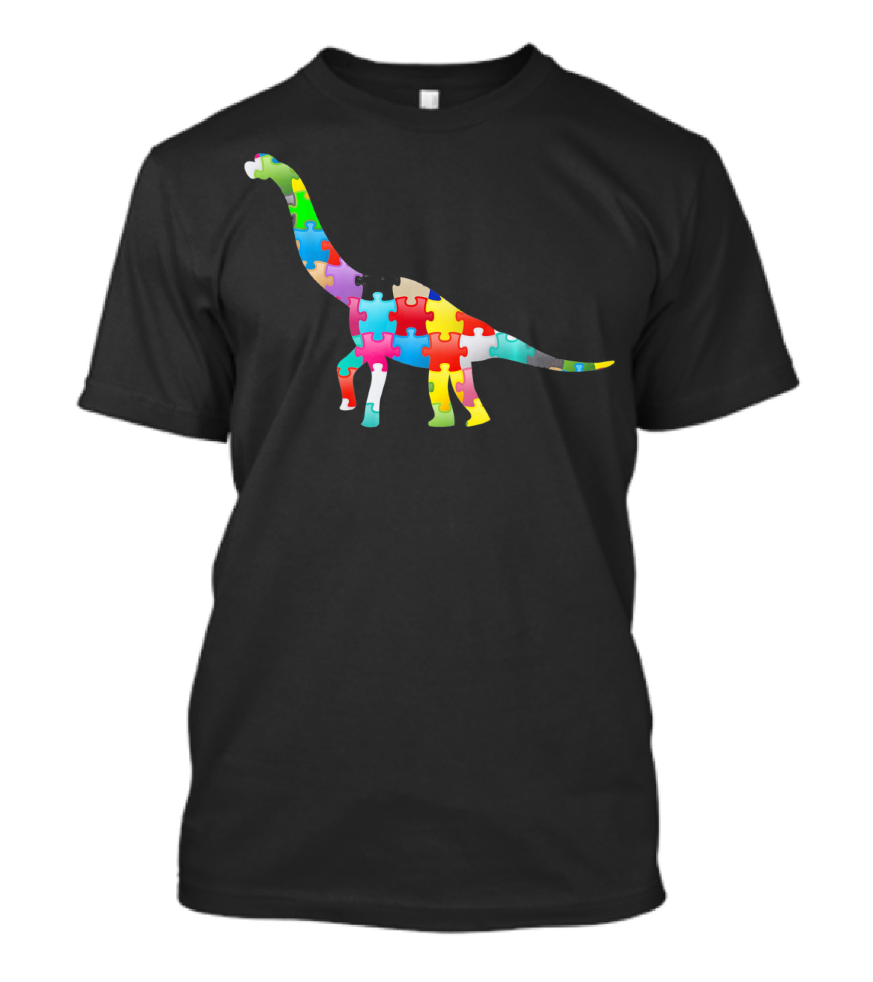 Autism Awareness Dinosaur Colorful Puzzle T-Shirt