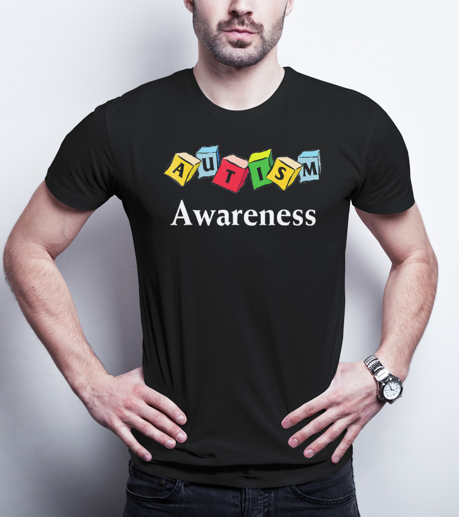 Autism Awareness Colorful Blocks Logo Autistic T-Shirt