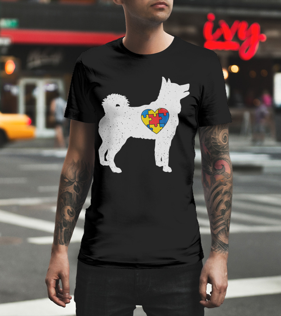 Husky Autism Awareness Puzzle Heart T-Shirt