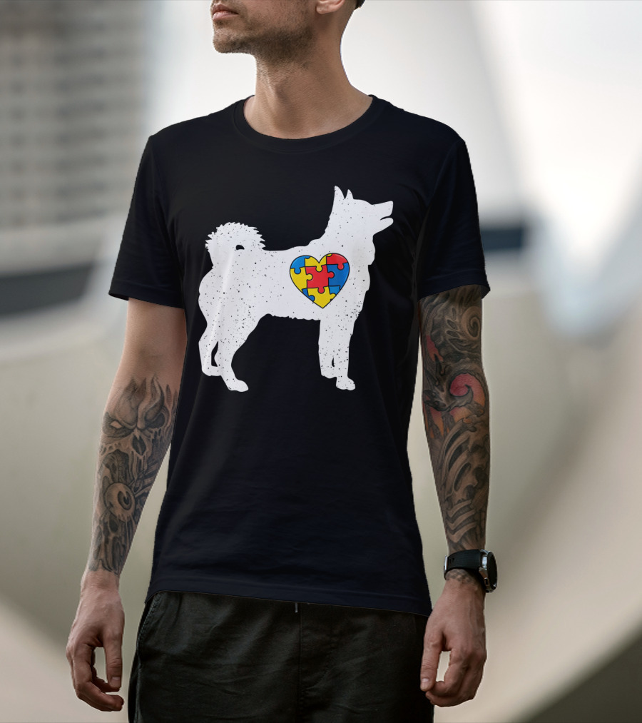 Husky Autism Awareness Puzzle Heart T-Shirt