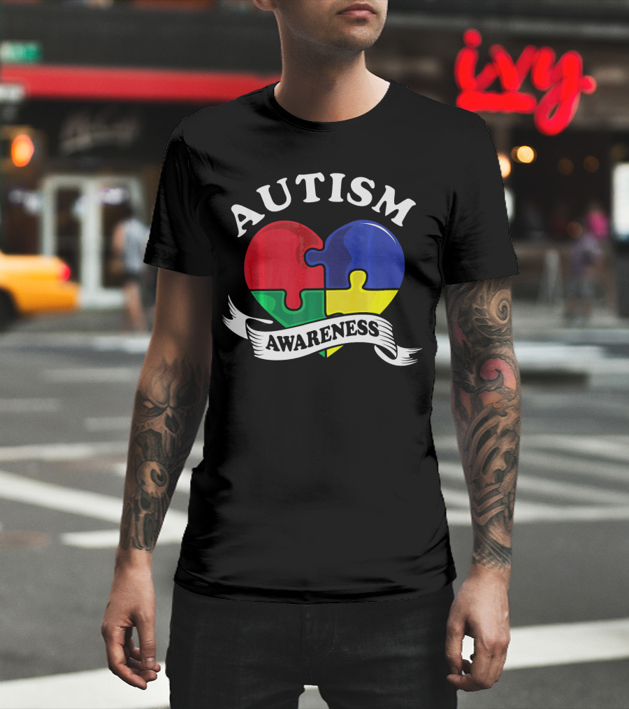 AUTISM AWARENESS HEART PUZZLE PIECE T-Shirt