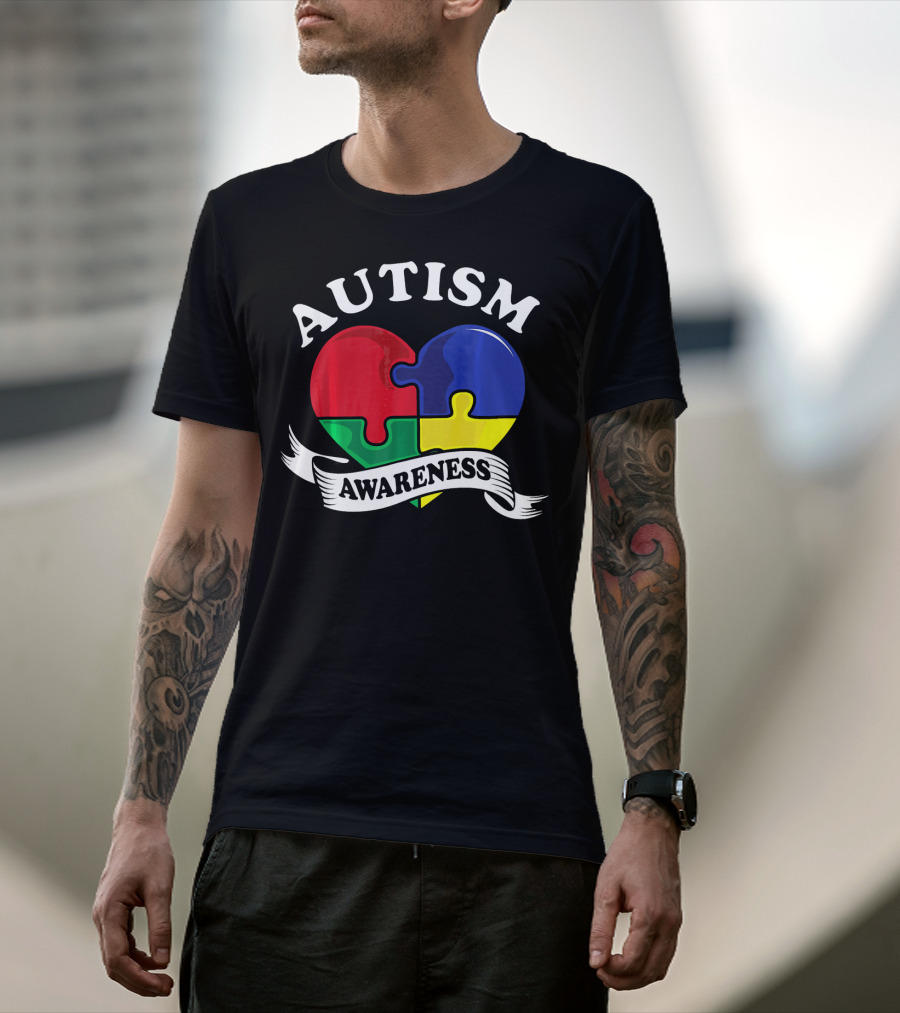 AUTISM AWARENESS HEART PUZZLE PIECE T-Shirt