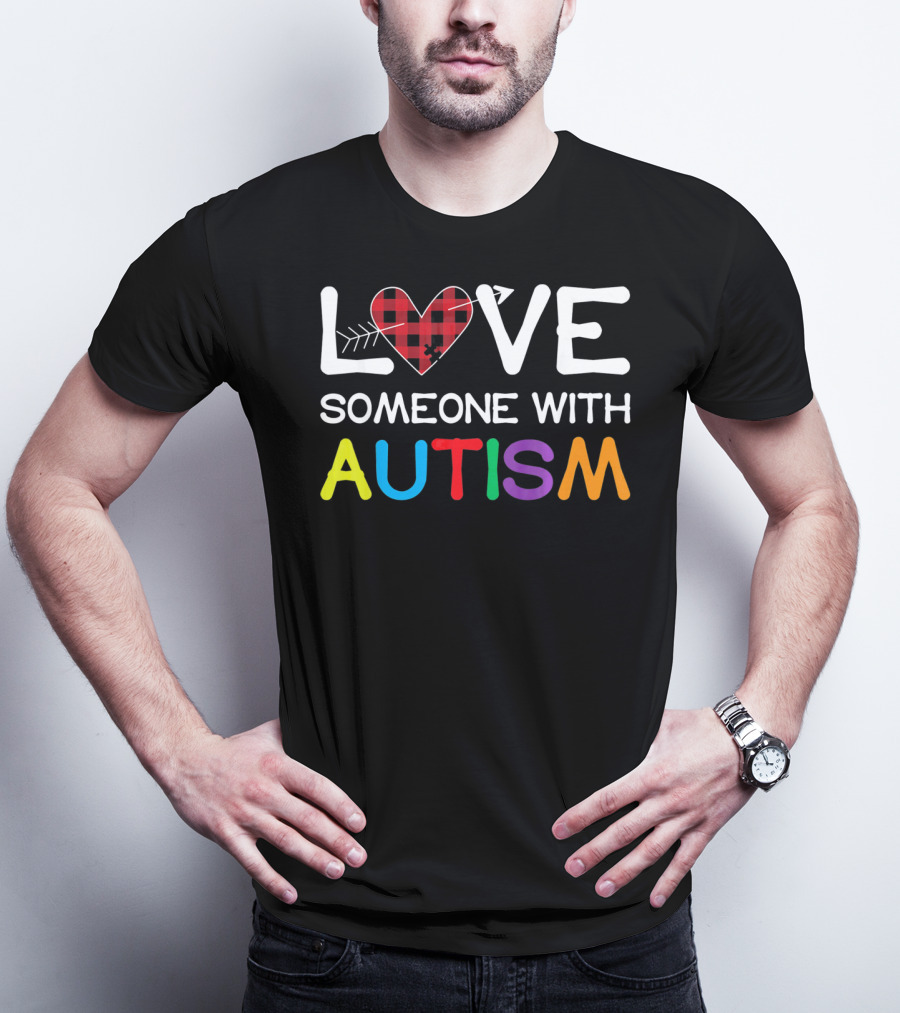 LOVE Someone With Autism Puzzle Heart T-Shirt