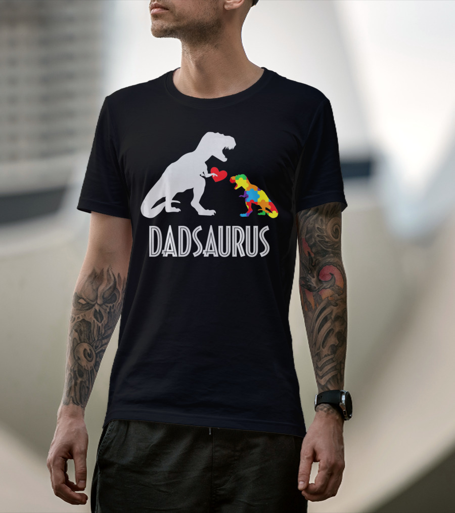 Dadsaurus Dinosaur Family Kids Autism Awareness T-Shirt