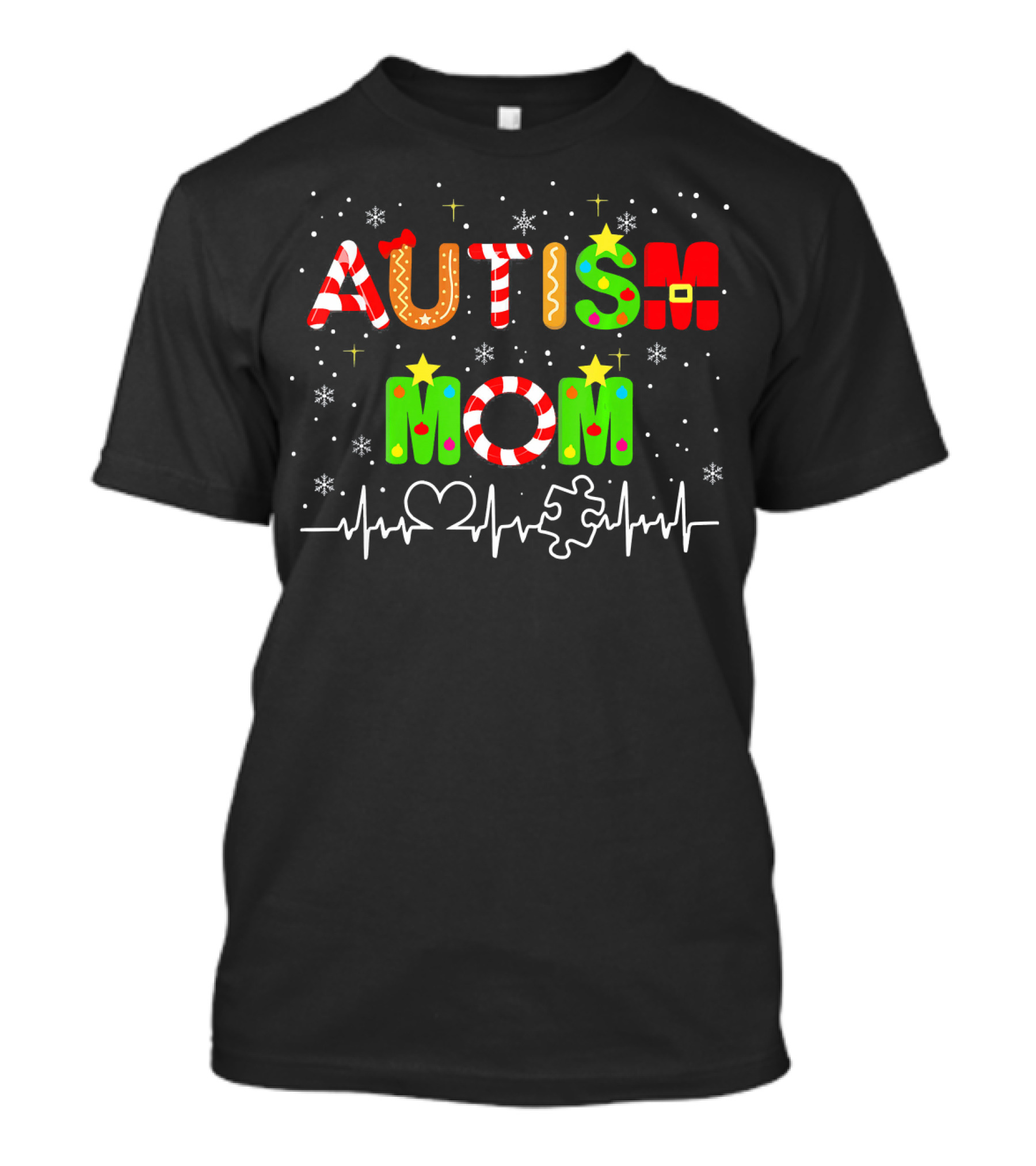 Christmas Autism Awareness Mom Heart Puzzle T-Shirt