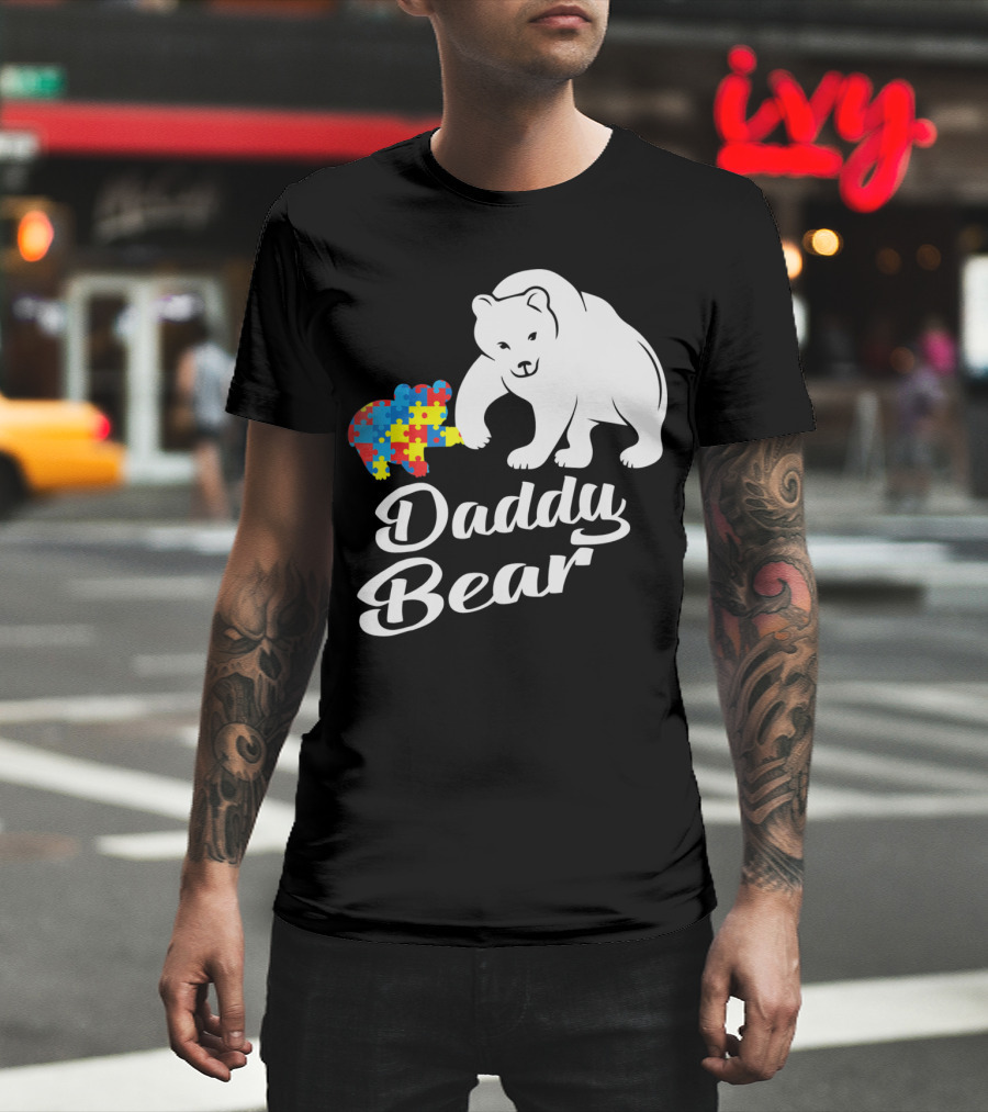 Daddy Bear Autism Puzzle Heart T-Shirt