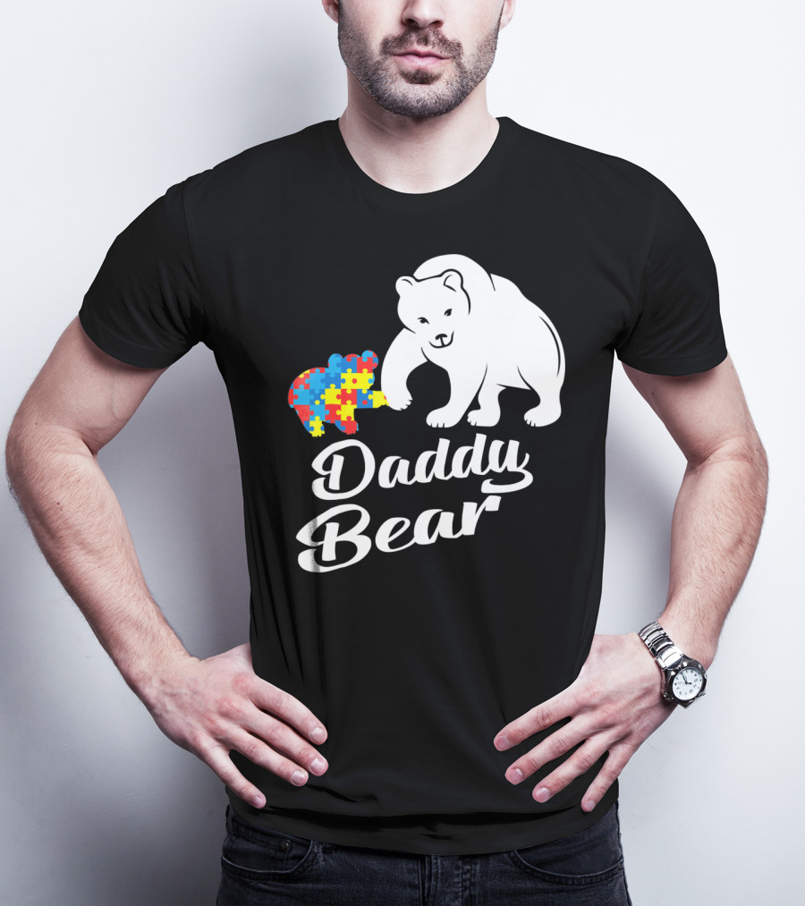 Daddy Bear Autism Puzzle Heart T-Shirt