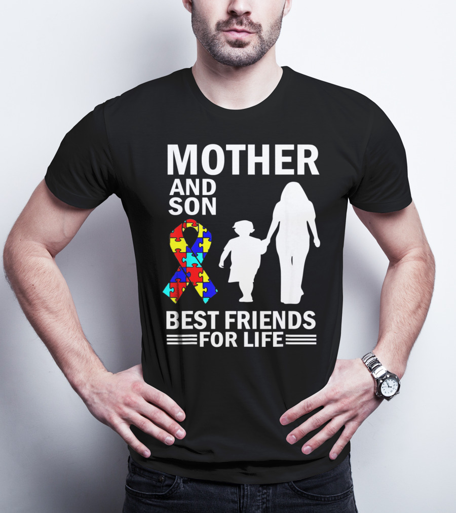 Mother And Son Autism Awareness Best Friends For Life Puzzle T-Shirt