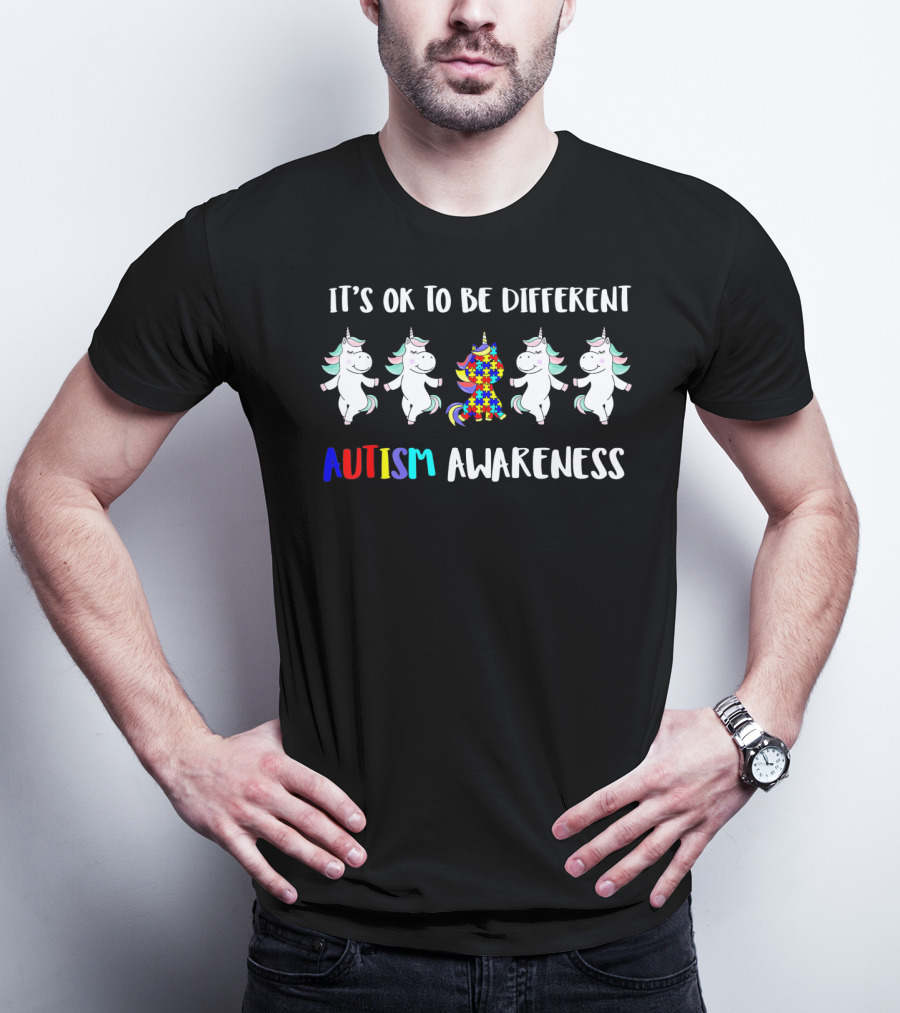 It's Ok To Be Different Autism Awareness Unicorn T-Shirt