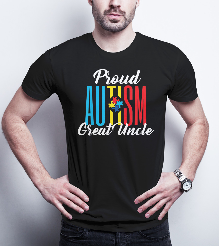 Proud Autism Great Uncle Awareness Puzzle Support T-Shirt