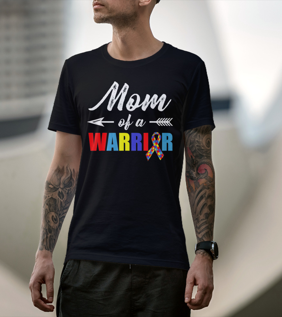 Mom Of A Warrior Autism Awareness Bow And Arrow T-Shirt