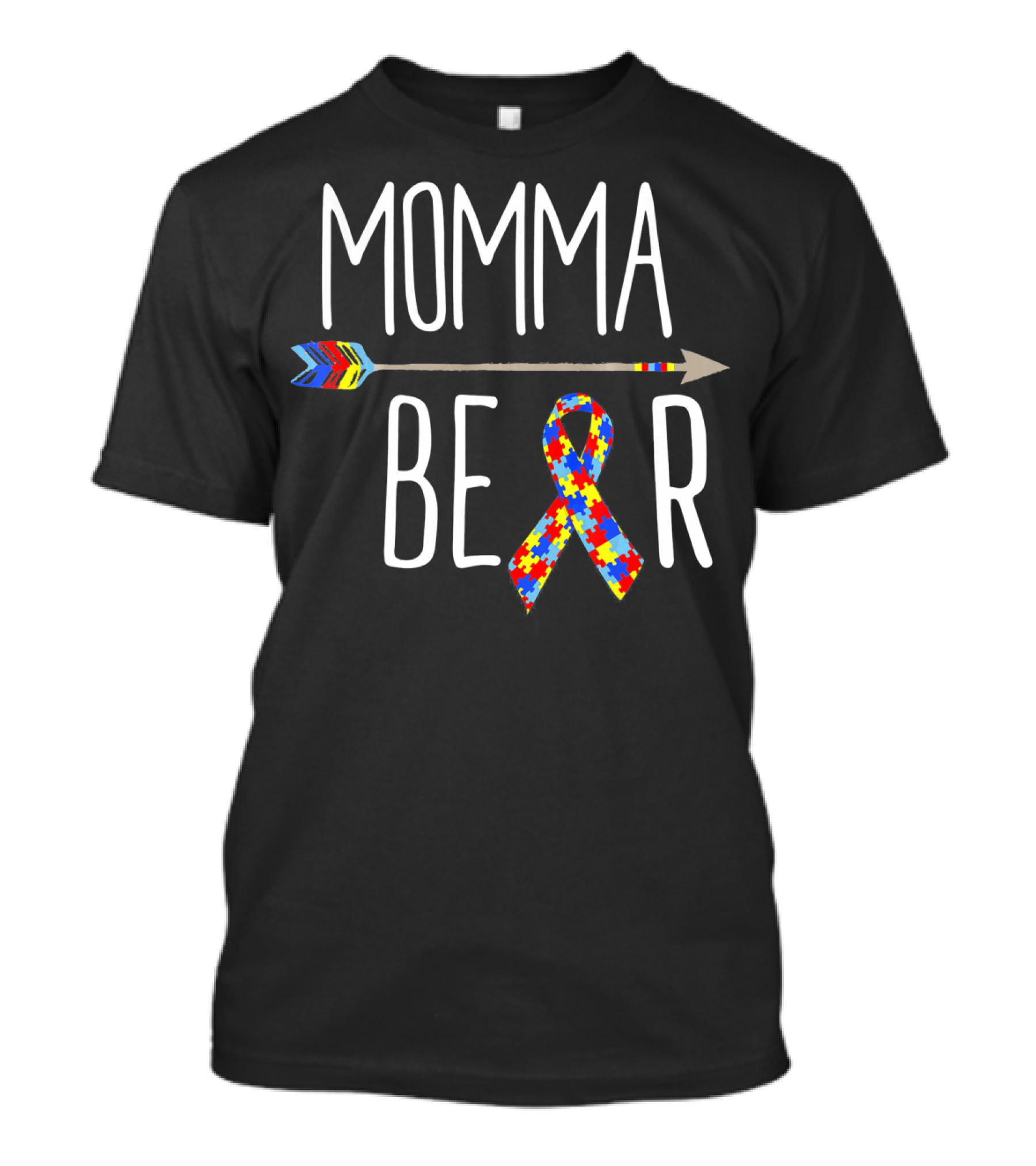 Momma Bear Autism Awareness Arrow Puzzle T-Shirt