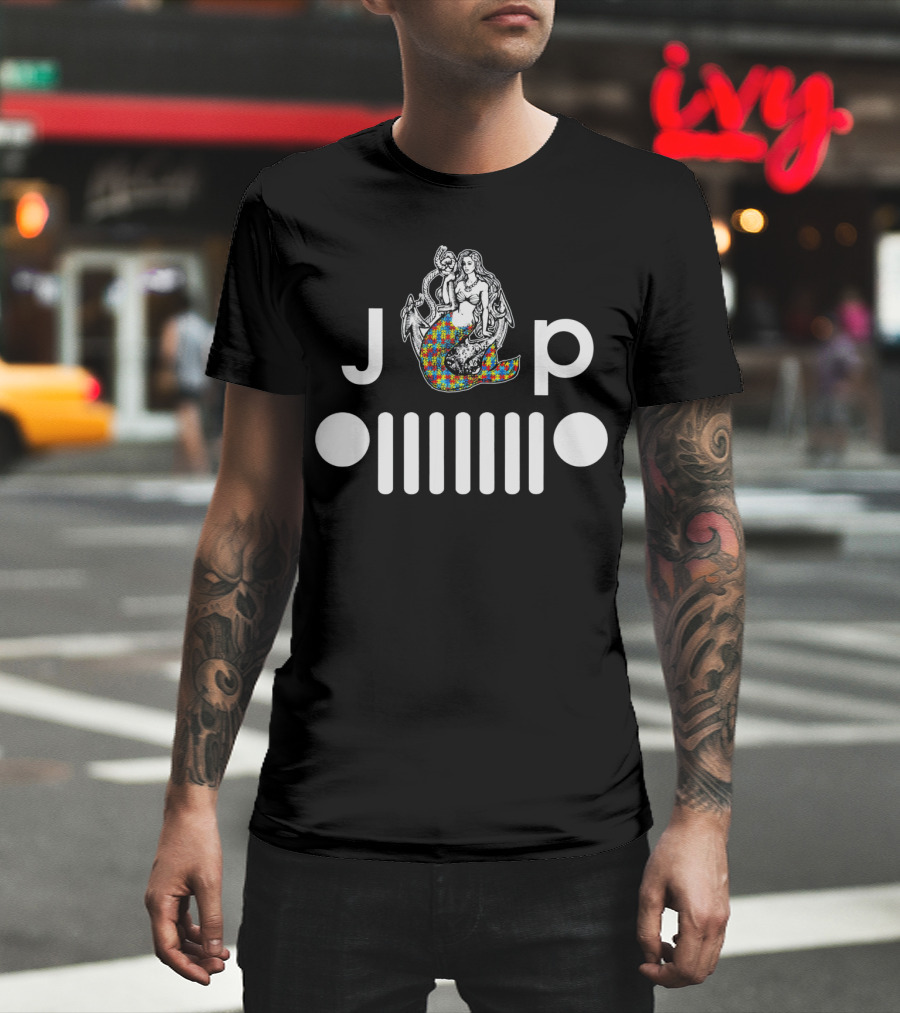 Autism Awareness Mermaid Jeep Girl JP T-Shirt