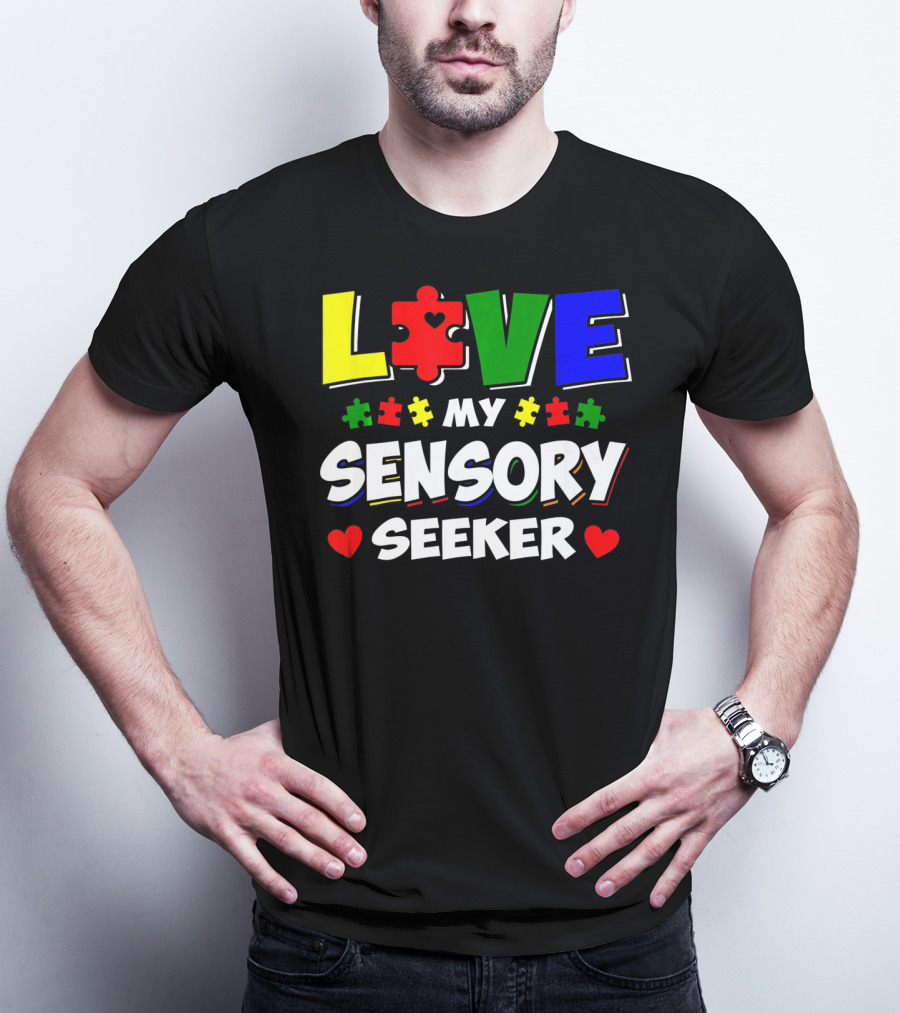 Love My Sensory Seeker Autism Awareness Day Puzzle T-Shirt