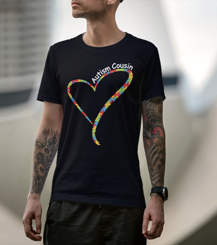 Autism Cousin Puzzle Heart Awareness T-Shirt