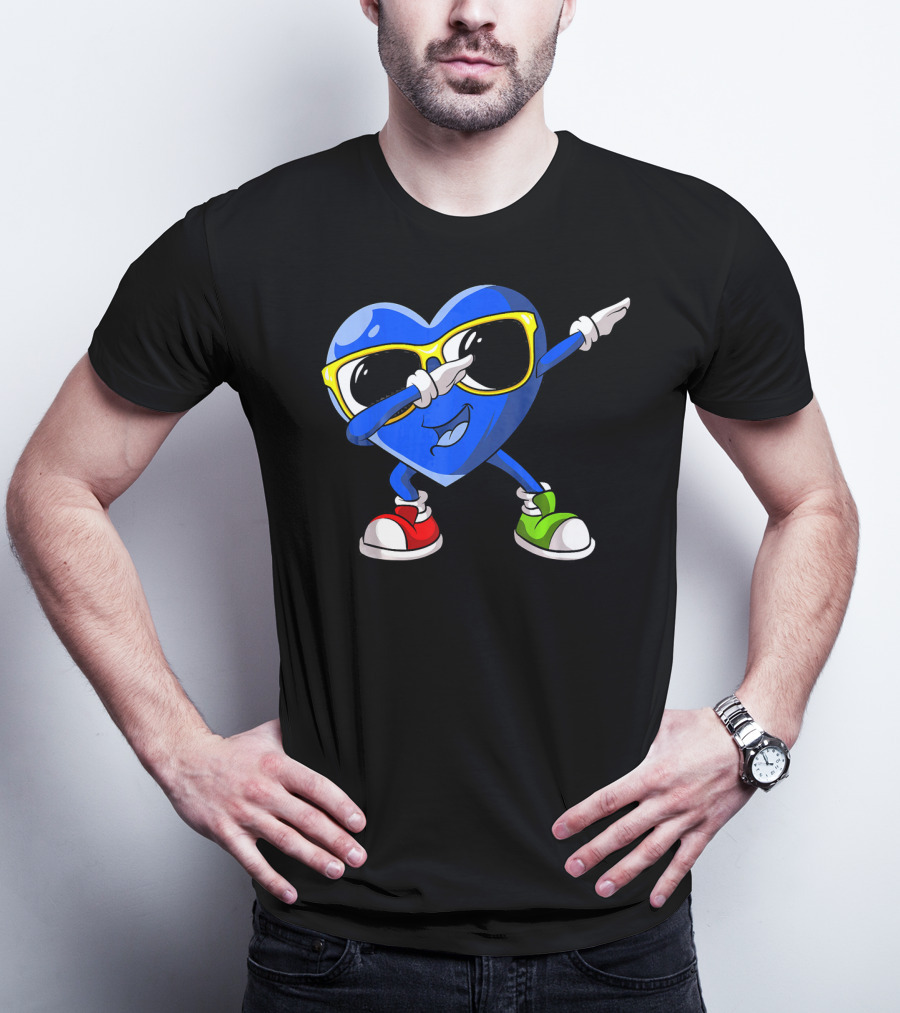 Autism Awareness Dabbing Heart Blue Love Sunglasses Red Green Shoes T-Shirt