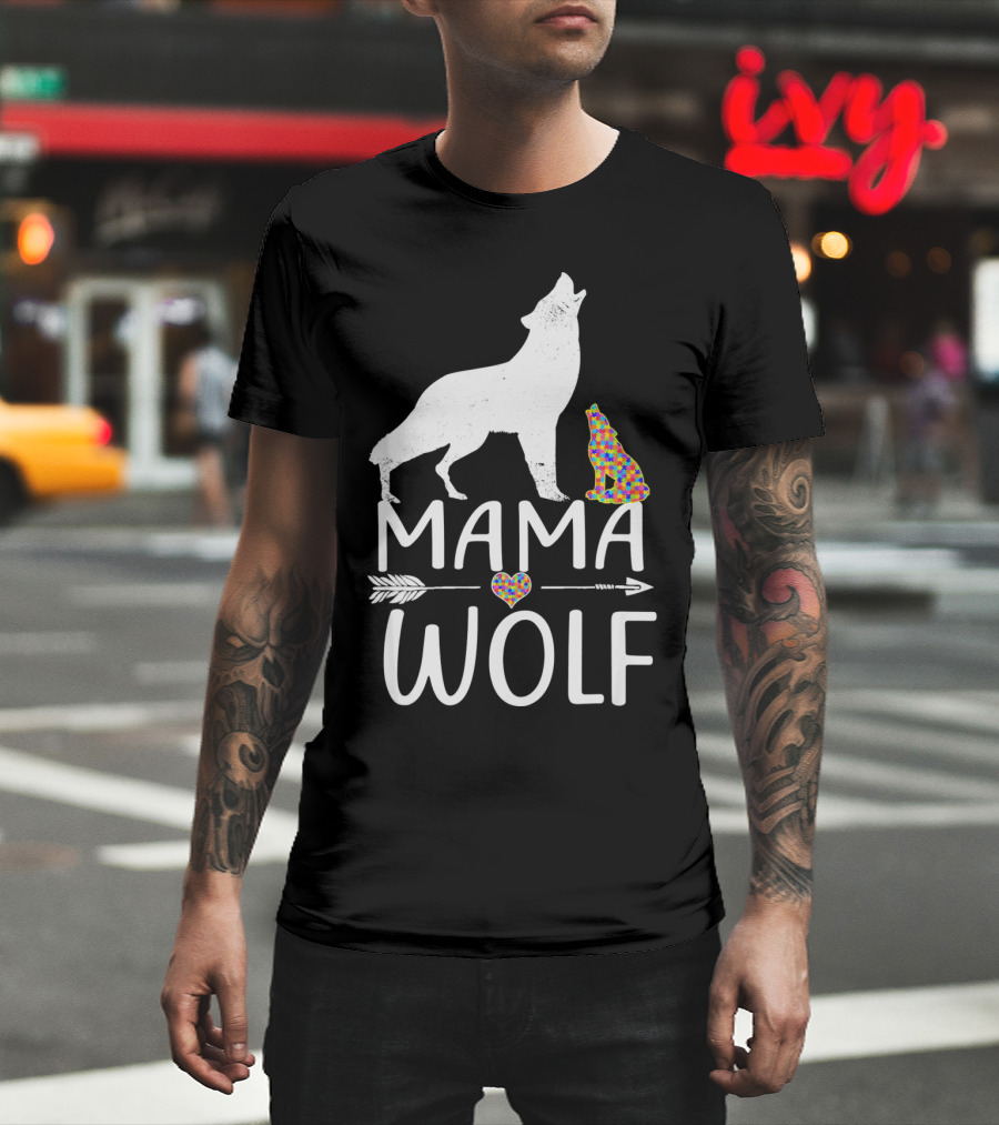 Mama Wolf Autism Awareness Autis T-Shirt