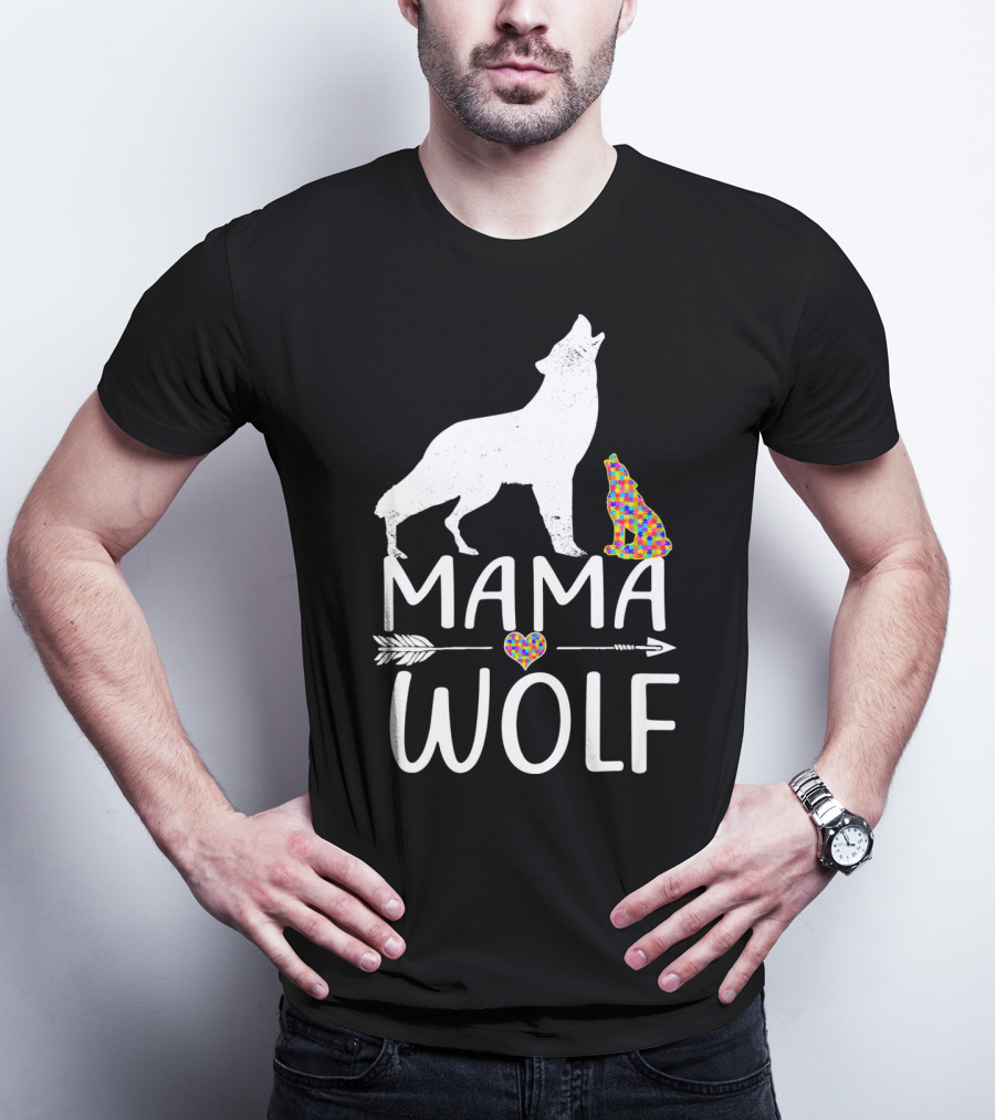 Mama Wolf Autism Awareness Autis T-Shirt