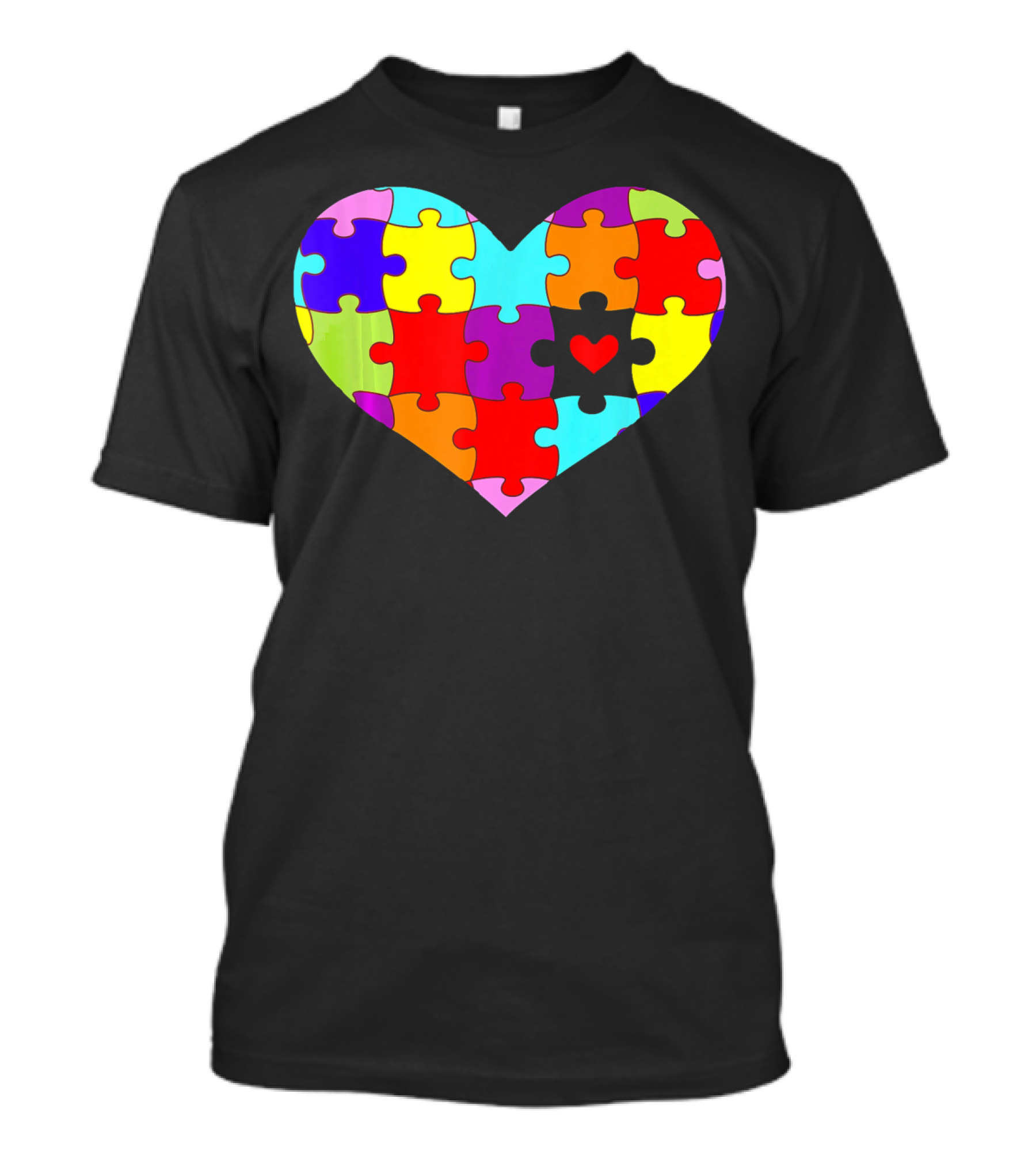 Autism Awareness Heart Puzzle Pieces Colorful T-Shirt