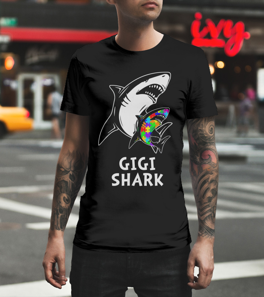 Gigi Shark Autism Awareness Puzzle Sharks T-Shirt