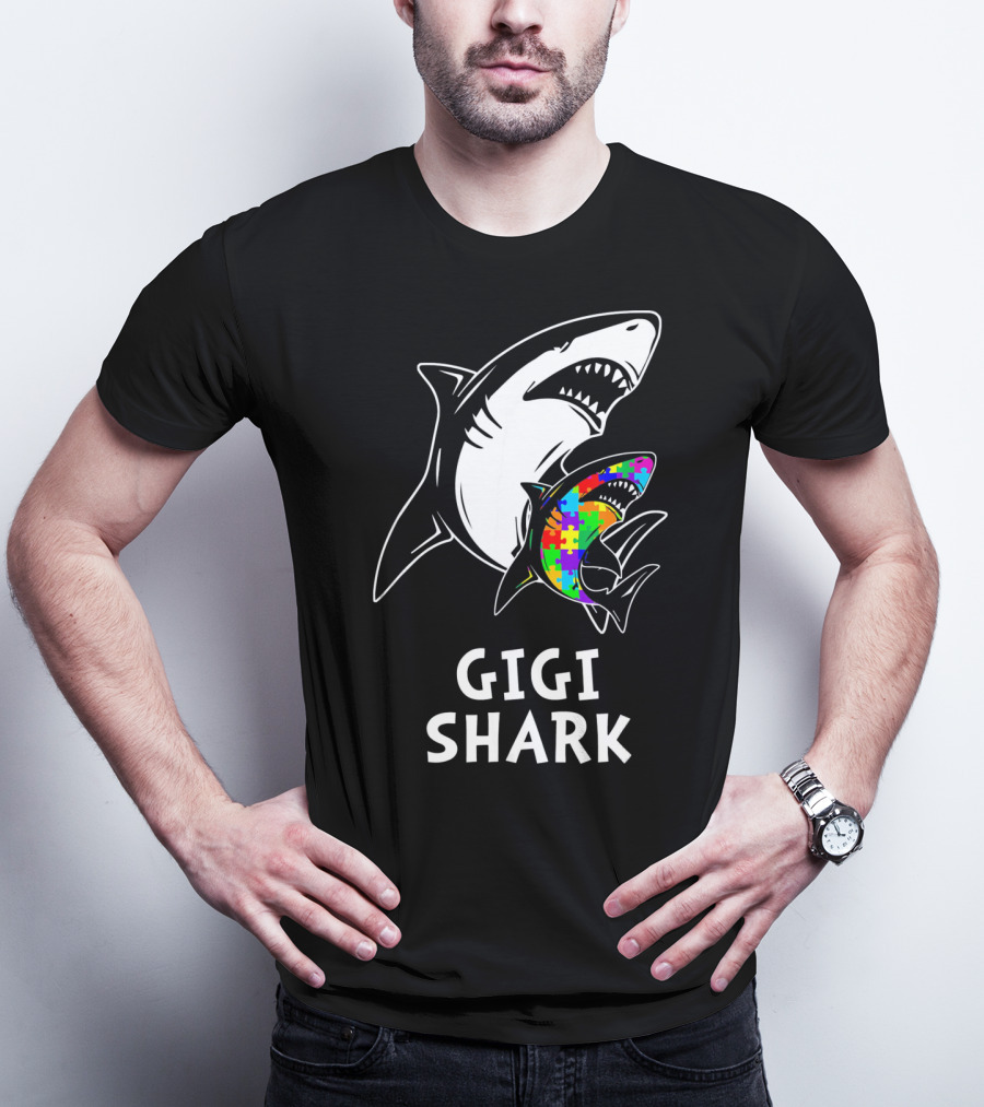 Gigi Shark Autism Awareness Puzzle Sharks T-Shirt