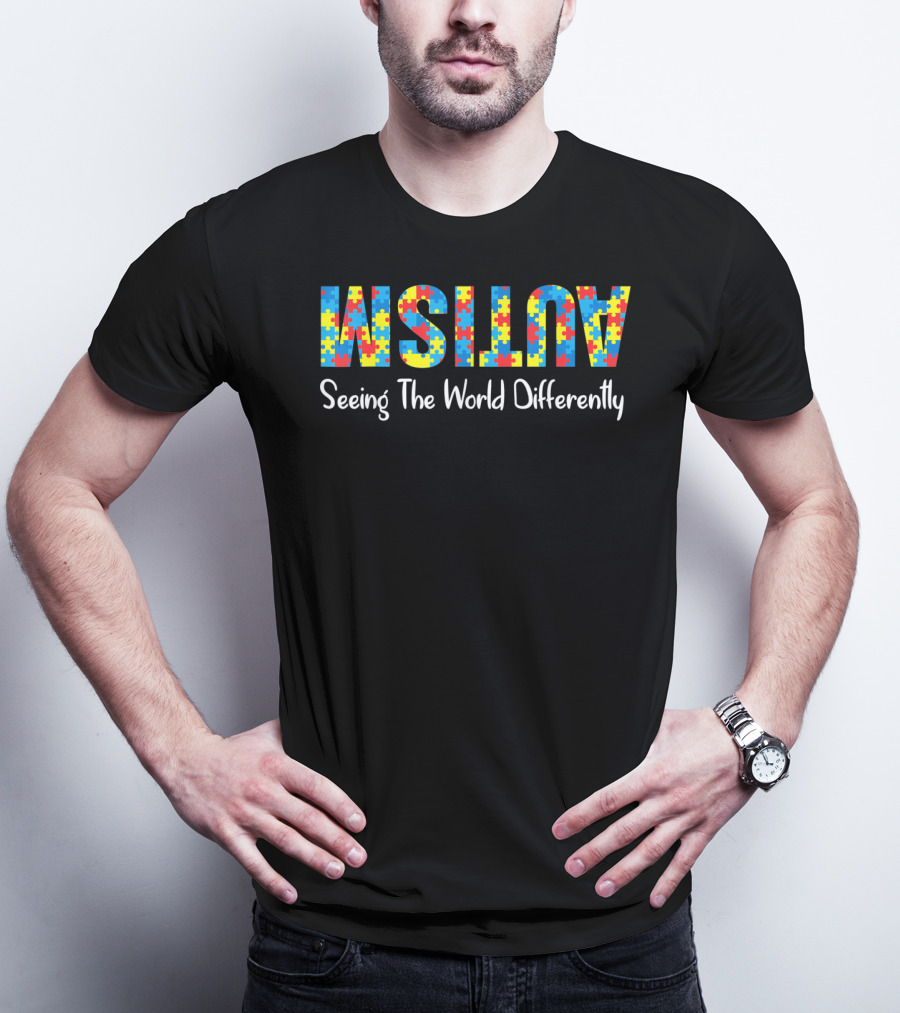 Mens Autism Awareness Seeing The World Differently T-Shirt