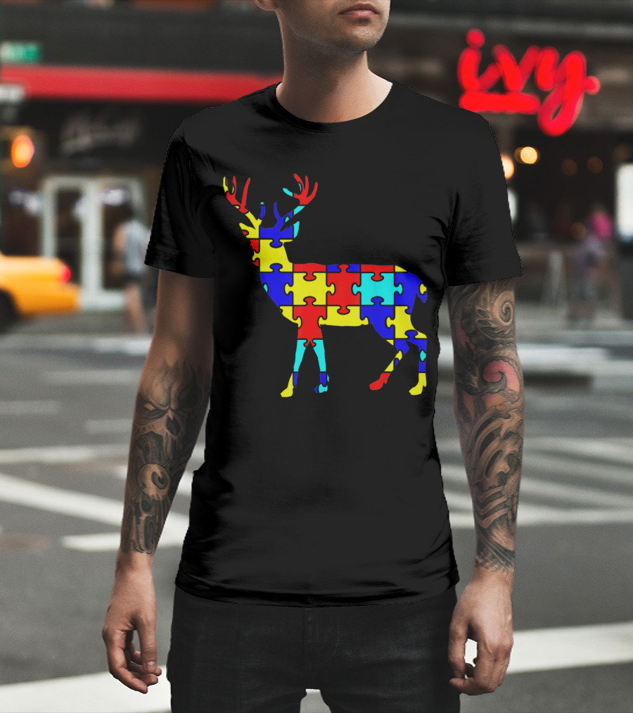 Deer Puzzle Autism Awareness Wildlife T-Shirt