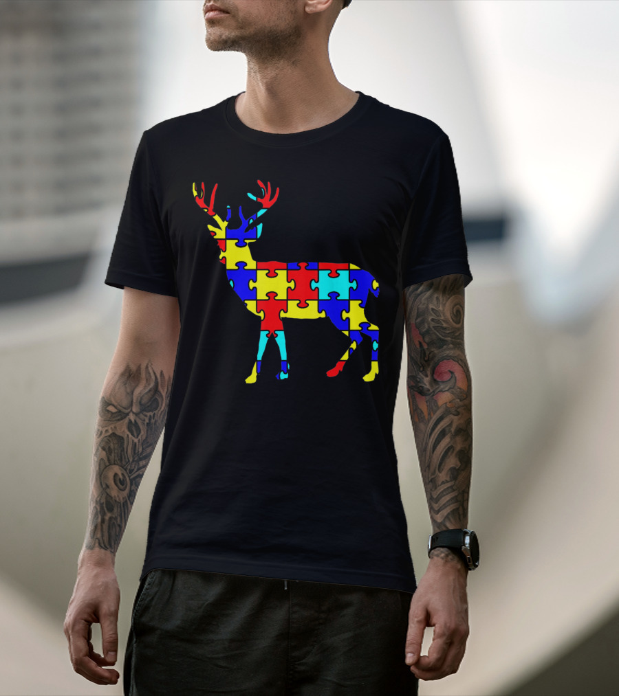 Deer Puzzle Autism Awareness Wildlife T-Shirt