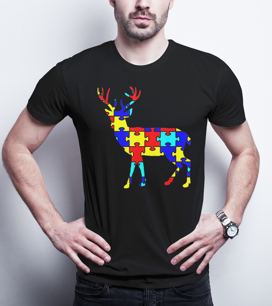 Deer Puzzle Autism Awareness Wildlife T-Shirt