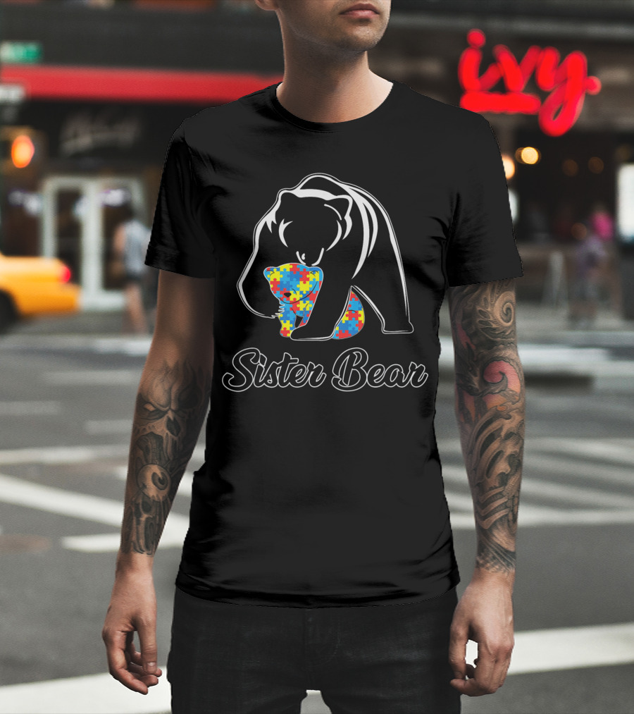 Sister Bear Autism Awareness Puzzle T-Shirt