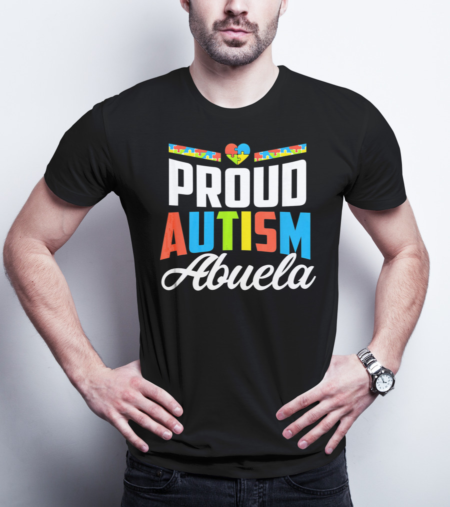 Proud Autism Abuela Heart Puzzle Awareness Support T-Shirt