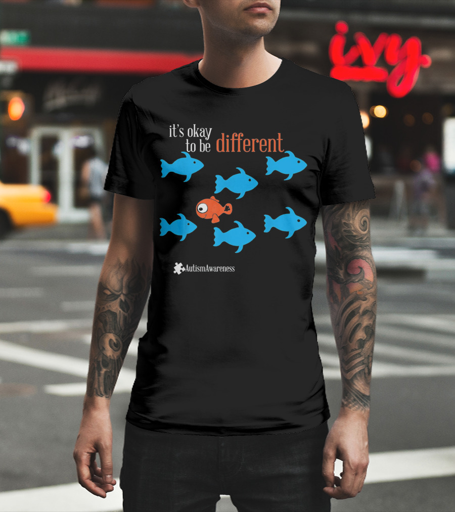 It's Okay To Be Different Autism Awareness Puzzle Fish T-Shirt