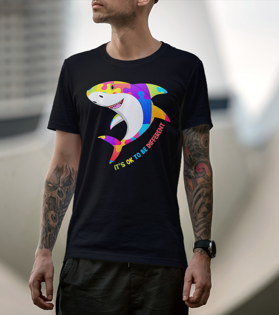 It's Ok To Be Different Shark Autism Awareness T-Shirt