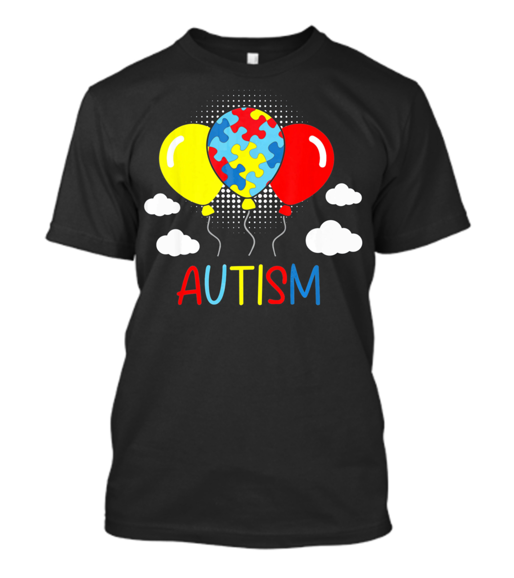 Autism Awareness Balloons Puzzle Clouds T-Shirt