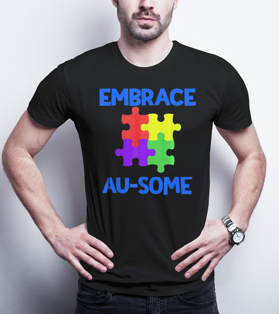 Embrace Au-some Autism Awareness Puzzle Piece T-Shirt