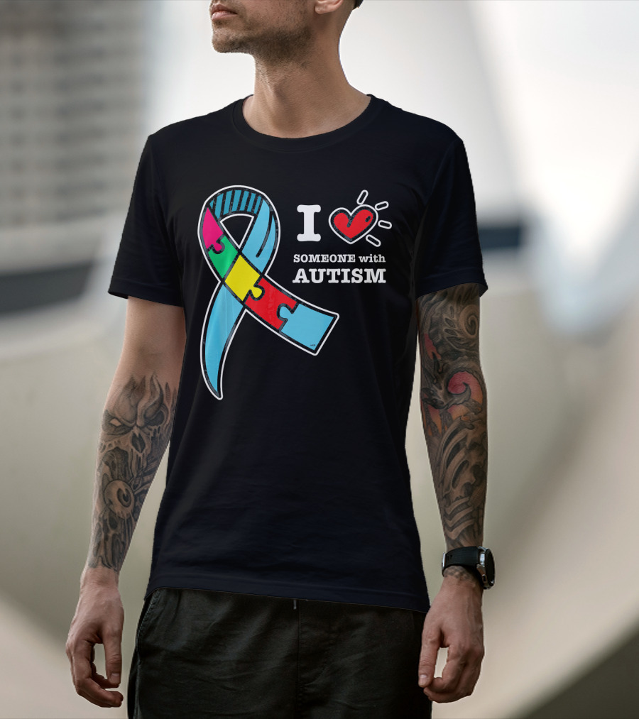 Autism Awareness I Love Someone With Autism Puzzle T-Shirt