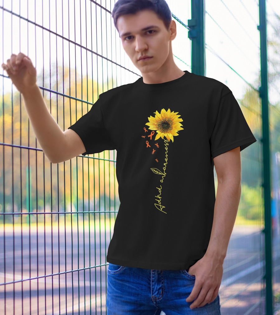 ADHD Awareness Sunflower Ribbon Warrior T-Shirt