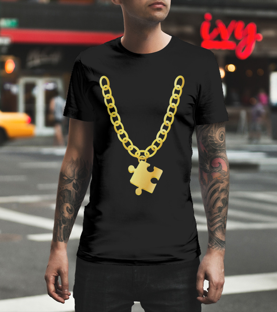 Original Autism Awareness Gold Puzzle Necklace T-Shirt